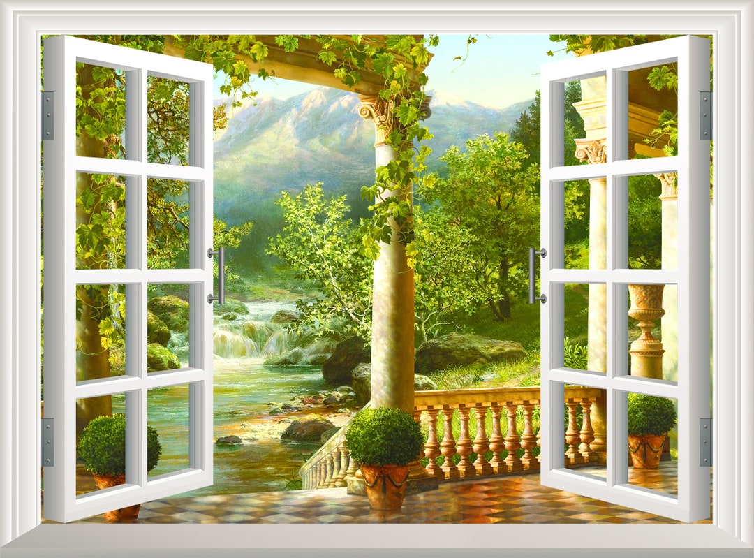 3D Window View Wall Decal: Garden Landscape Vinyl Art Mural - Etsy
