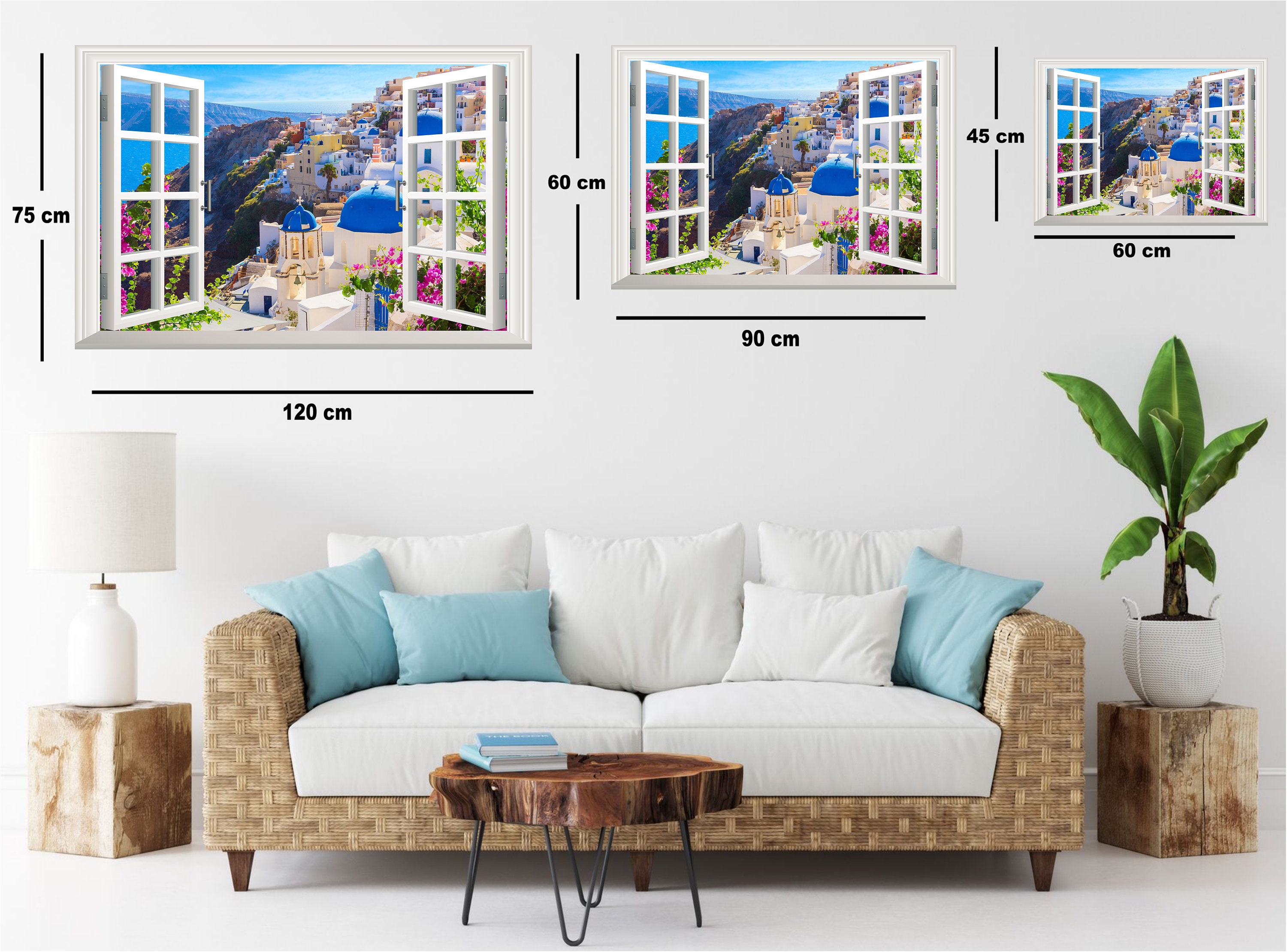 Santorini Greece Wall Decal Wall Sticker 3D Window Effect View - Etsy