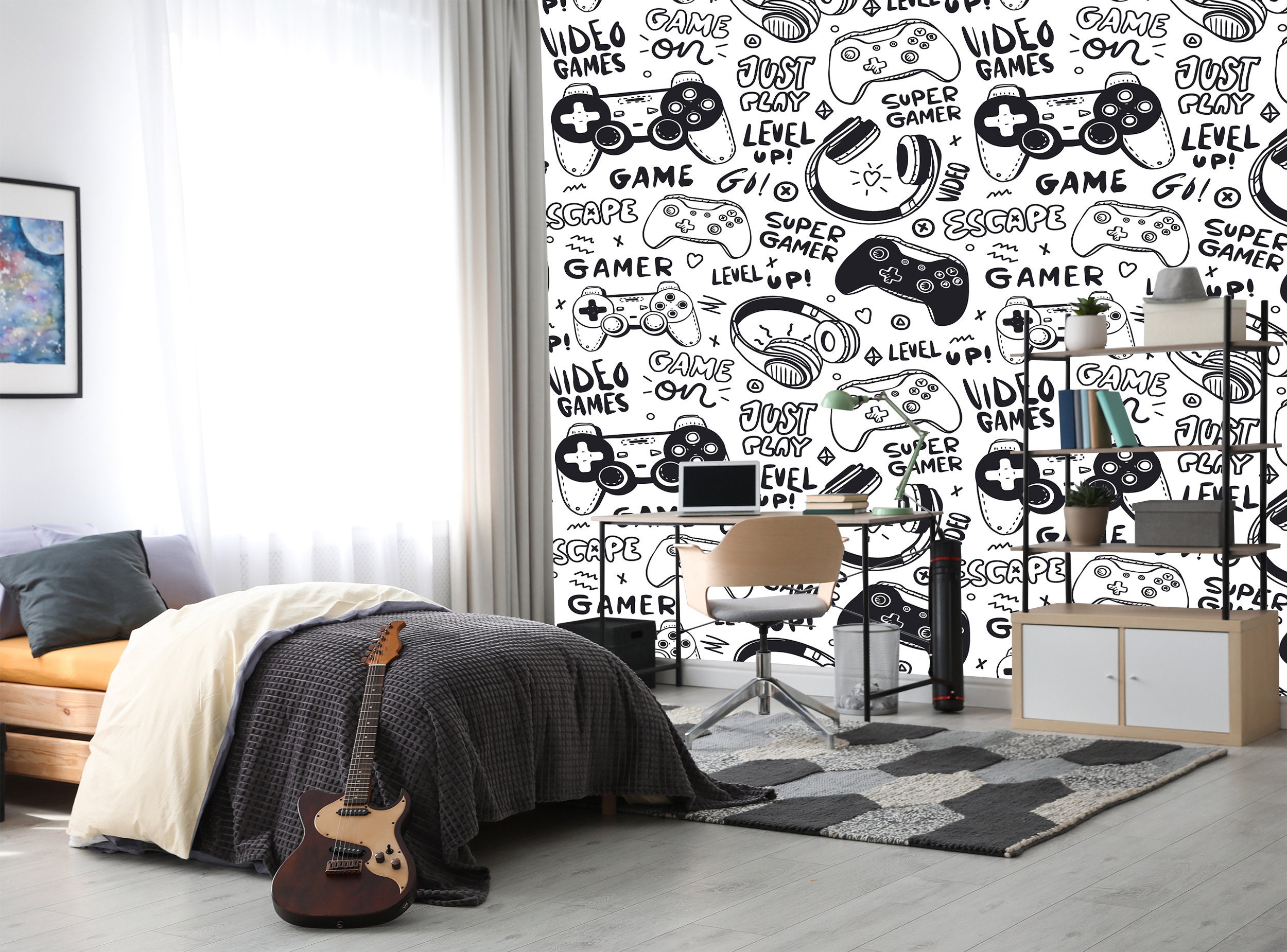 Gamer Wallpaper / Gaming Wallpaper / Teenager Wall Mural / - Etsy