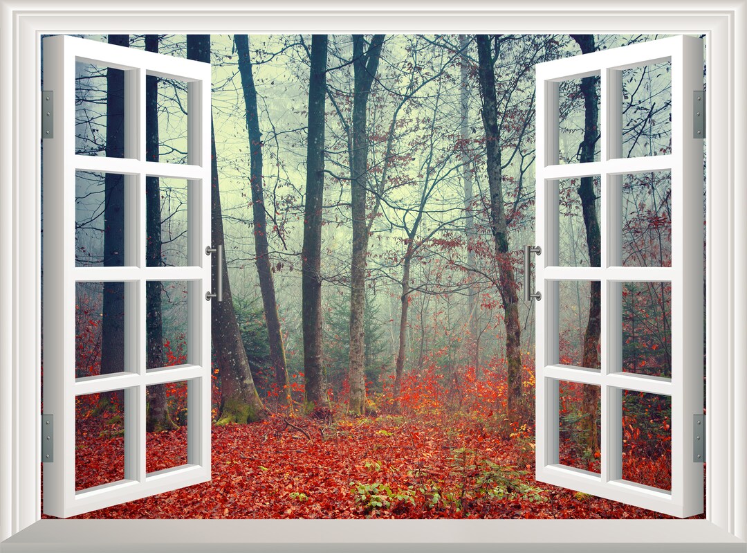 Forest Window View Wall Decal: 3D Nature Landscape Art - Etsy
