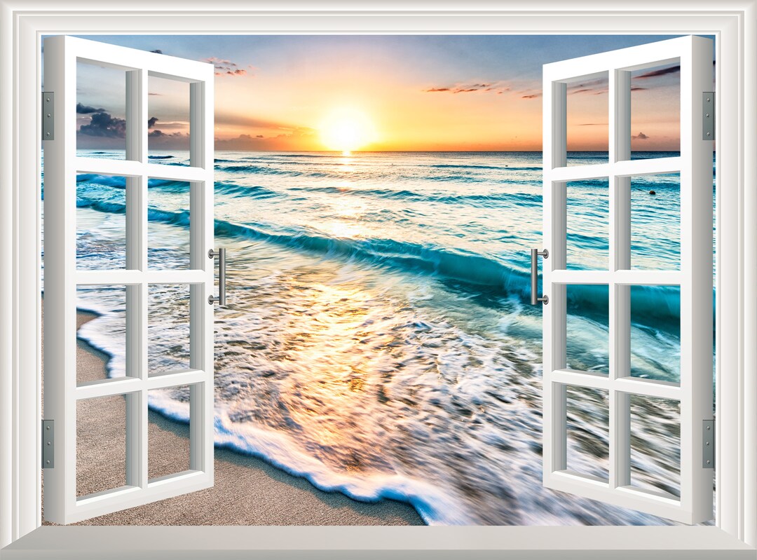 3D Beach Window View Wall Decal: Removable Vinyl Mural - Etsy