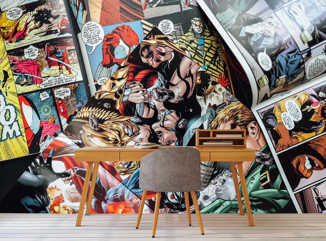 Open Comic Books on A Table Wallpaper Removable Wall Mural Teen Room ...