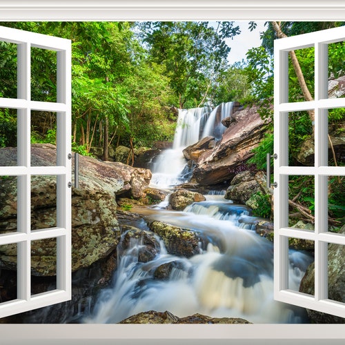 Waterfall Wall Decal Landscape 3D Smashed Wall Art Sticker - Etsy