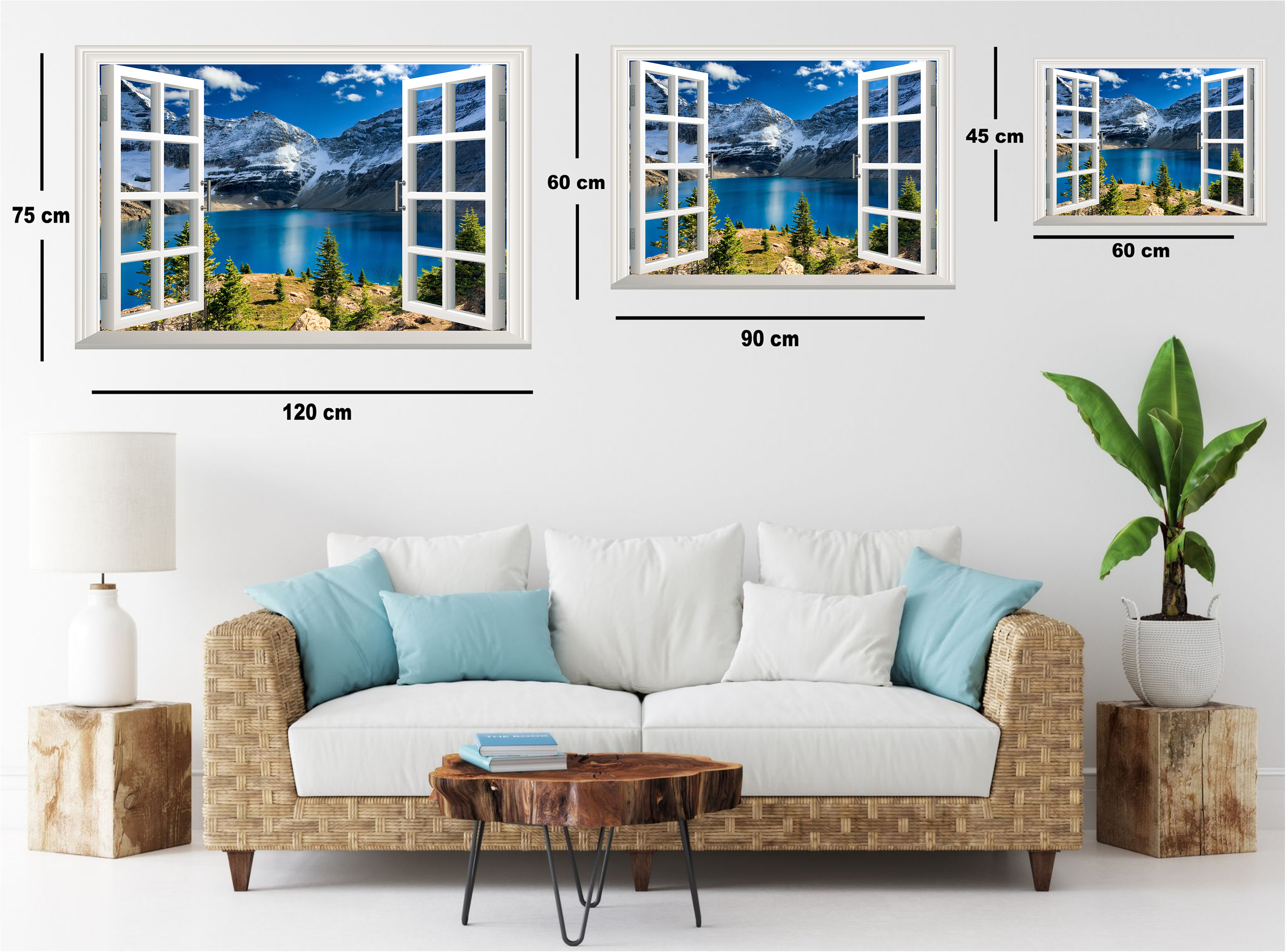 Lake Mountain Landscape Decal Wall Sticker 3D Window Effect | Etsy