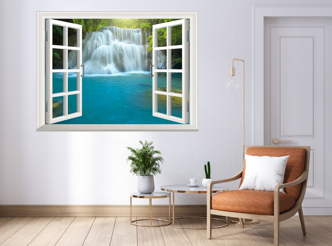 3D Window Waterfall Wall Decal: Thailand Forest View Vinyl Sticker - Etsy