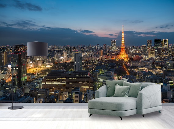 Tokyo Tower Japan Wallpaper Wall Mural Peel and Stick - Etsy