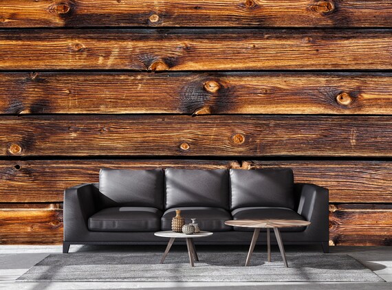 Rustic Wooden Wallpaper Brown Woods Wall Mural Peel and - Etsy