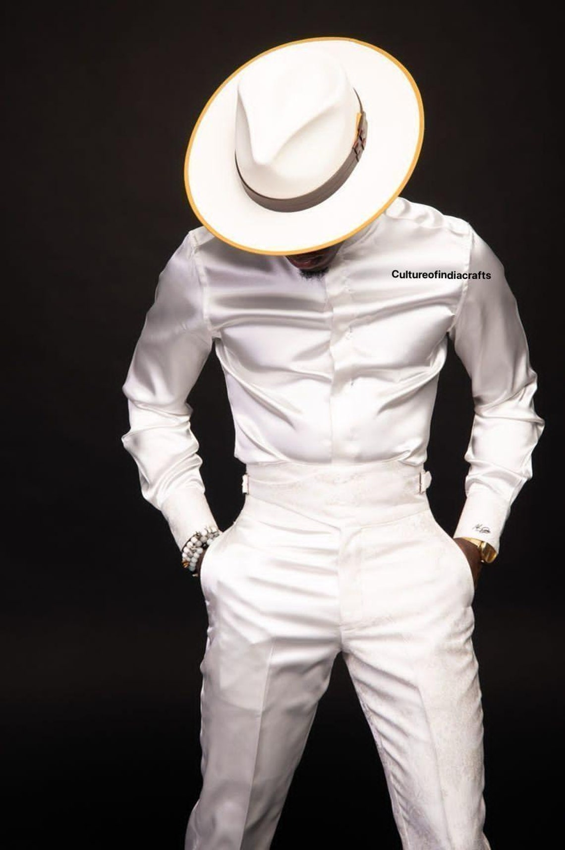 Silk Blend African Mans Outfit, White Lapel Collar Shirt and Pants - Etsy