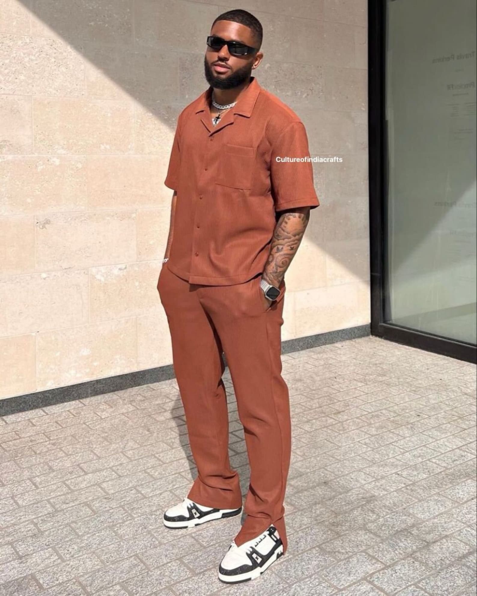 Mens Silk Cotton Outfit, Solid Color Shirt and Pants Set - Etsy