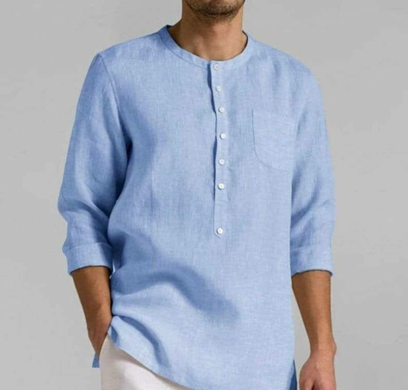 Kurta Short Kurta Mens Kurta Mens Clothing Sky Blue Color - Etsy