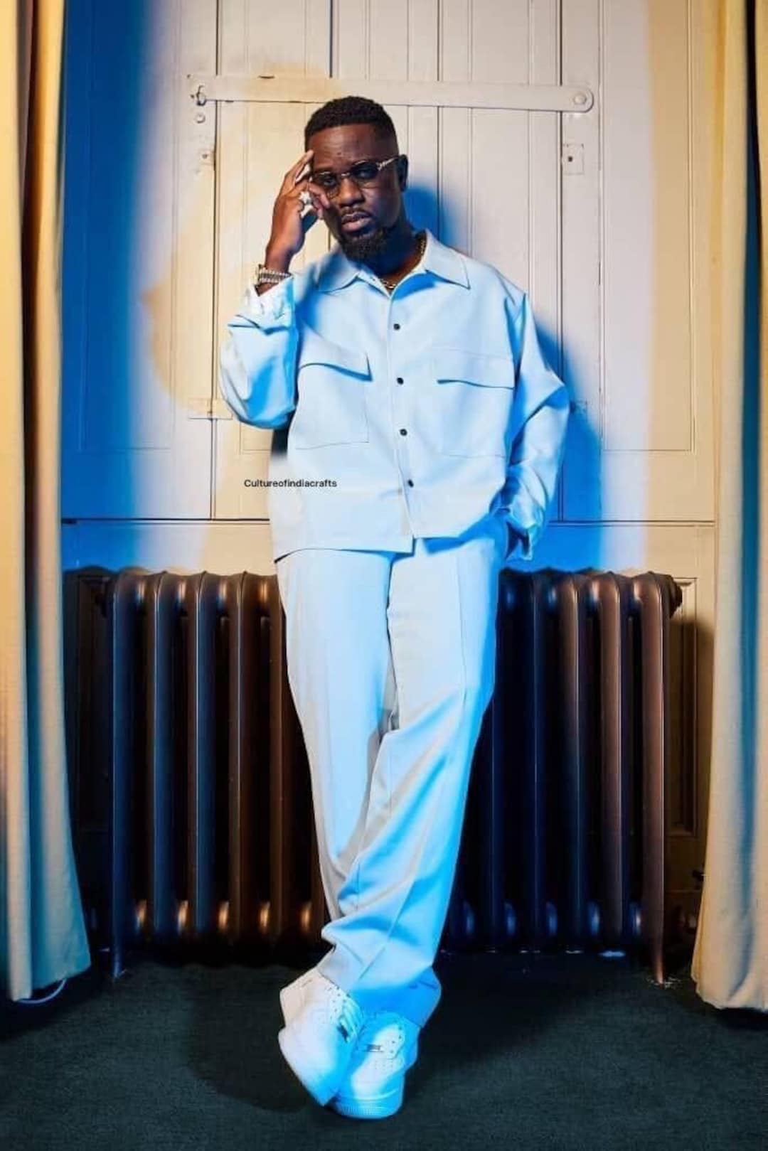 Sky Blue African Men's Shirt and Pants Set, Cotton Blend - Etsy