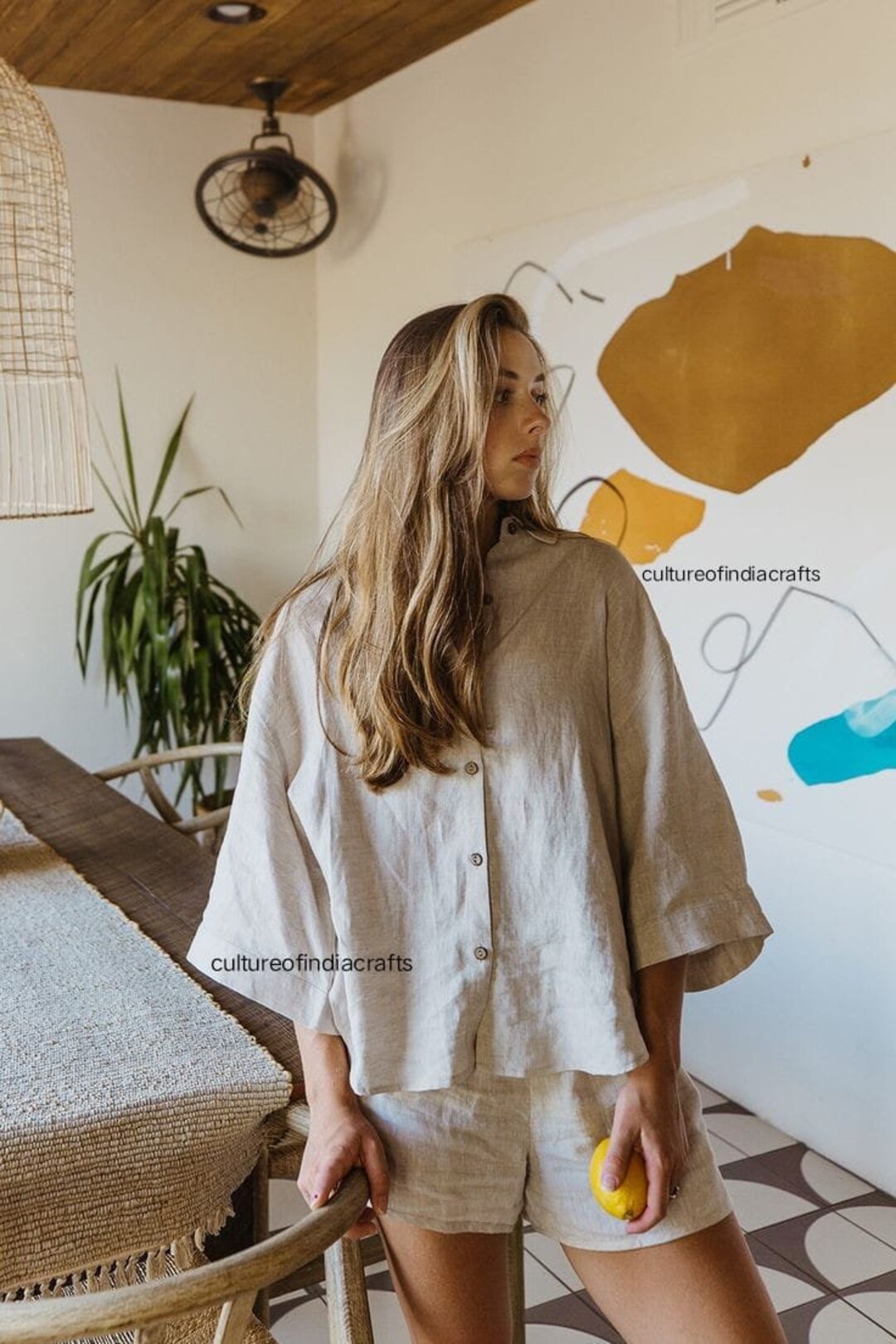 Girls Linen Pajama Set, White Linen Lounge Wear - Etsy