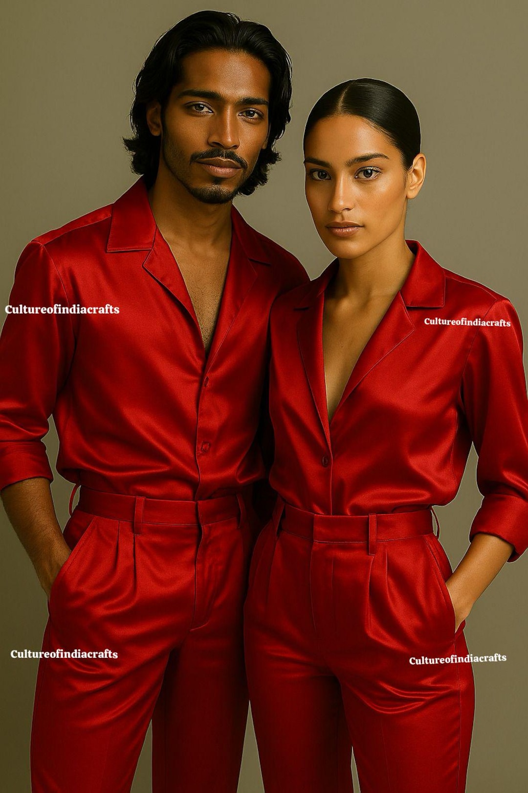 African Set of Men/women Outfit, Elegant Satin Matching Set, Unisex ...