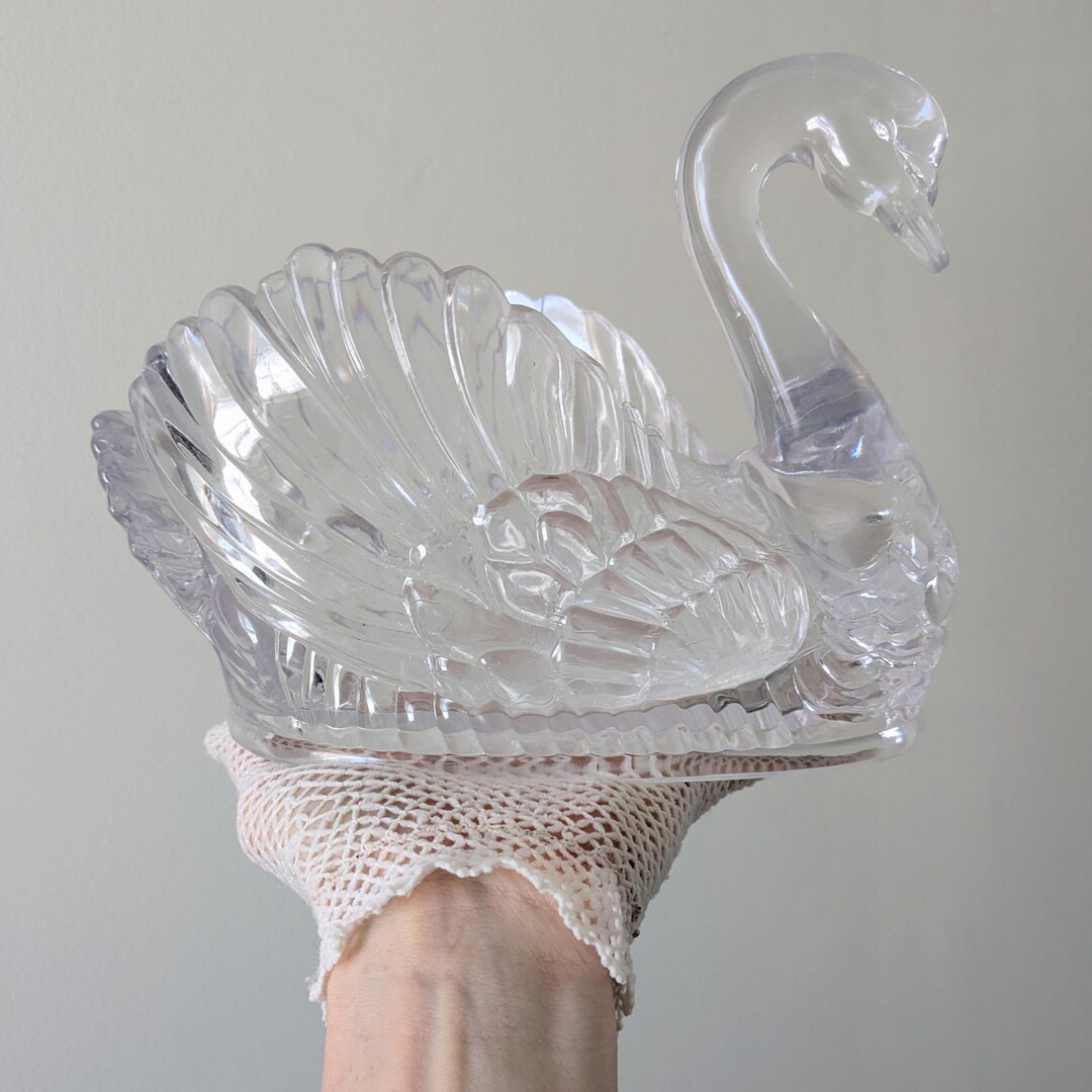 Vintage Mid Century Large Clear Swan Trinket Dish by Regaline #432 ...