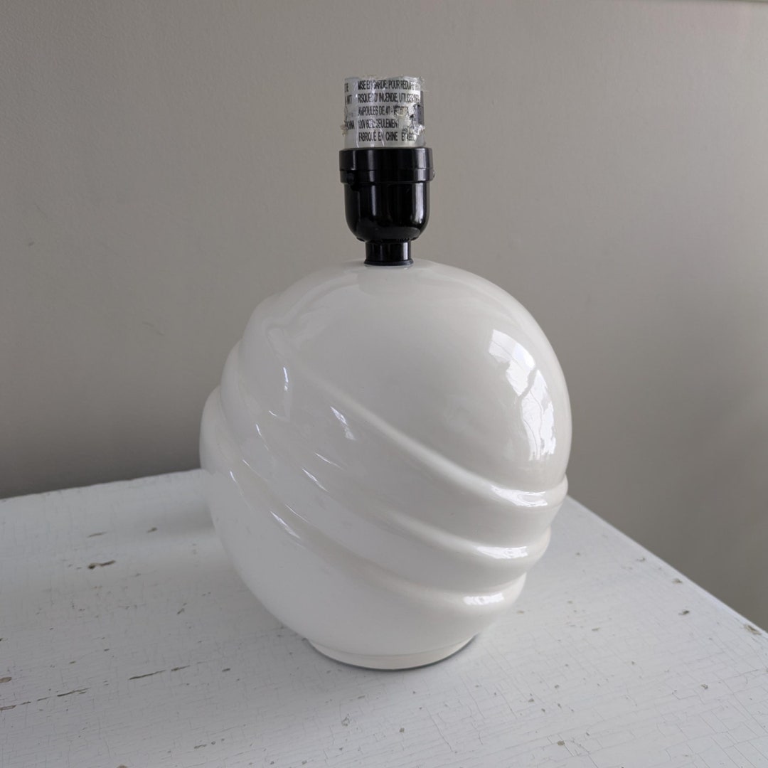 Vintage Ceramic Swirl Table Lamp Cream/ivory/off White | Small Round ...