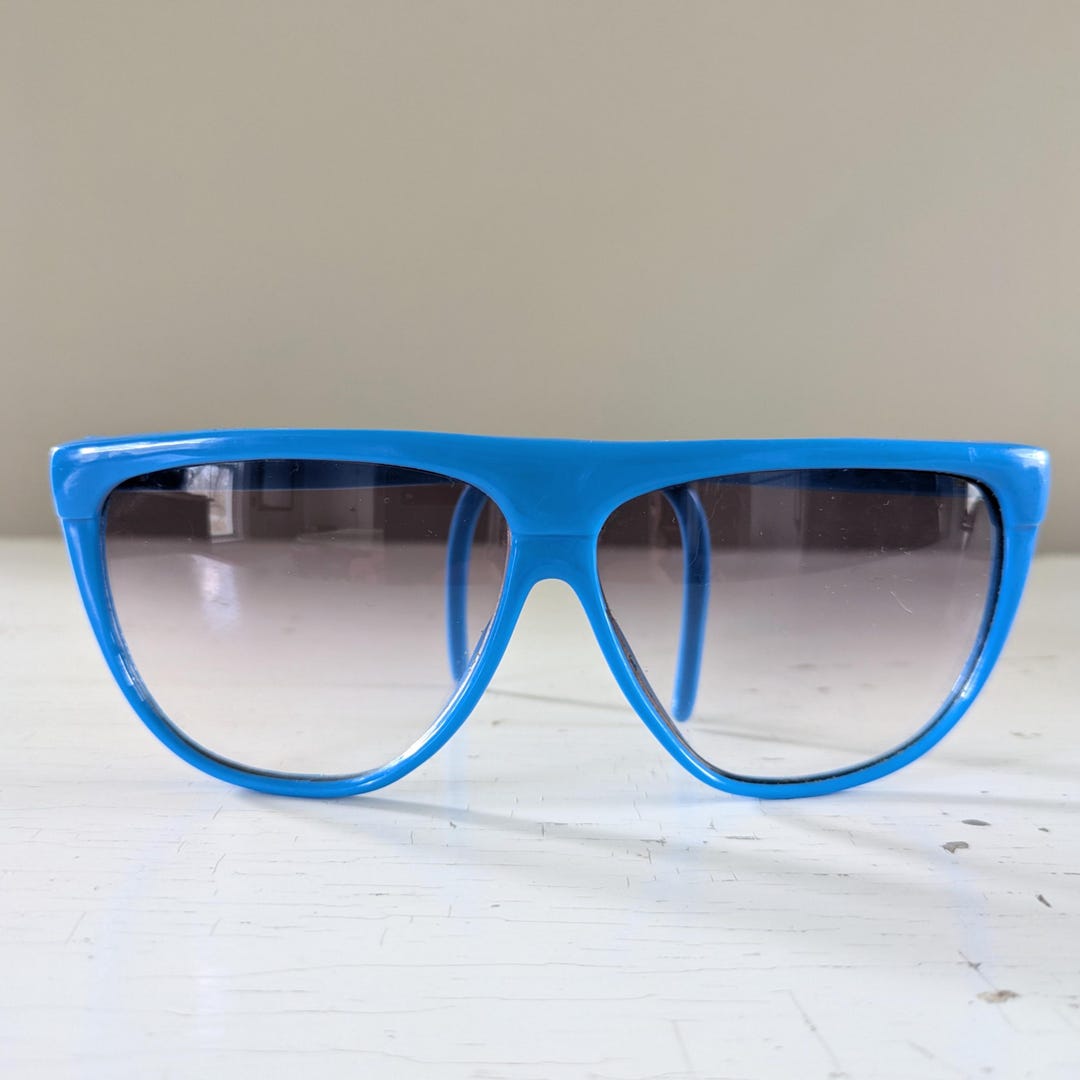 Vintage 1980s Blue Sunglasses | Retro Big Lens Sunglasses | Oversized ...