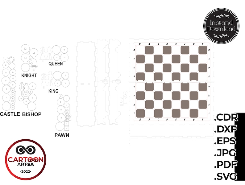 Wooden Chess Set | Laser Cut Vector Plans | Instant Download | MDF ...