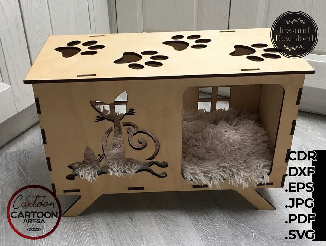 Cute Cat House Laser Cut Vector Plans Pet House Instant Download - Etsy