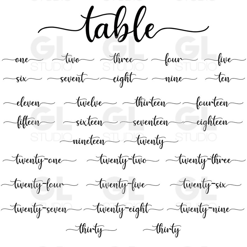 Table Number Svg Table Numbers Svg Wedding Table Numbers - Etsy