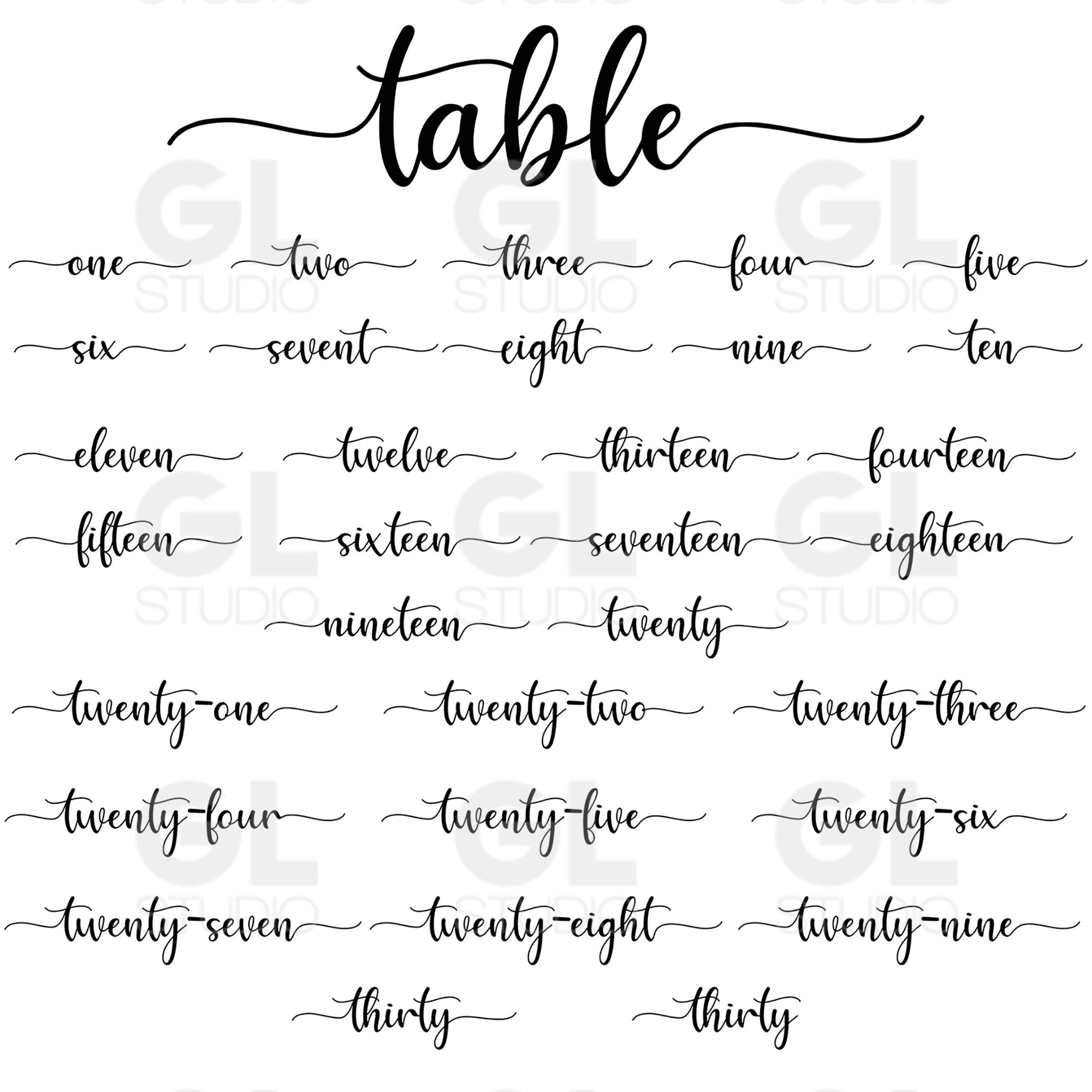 Table Number svg Table Numbers svg Wedding Table Numbers | Etsy