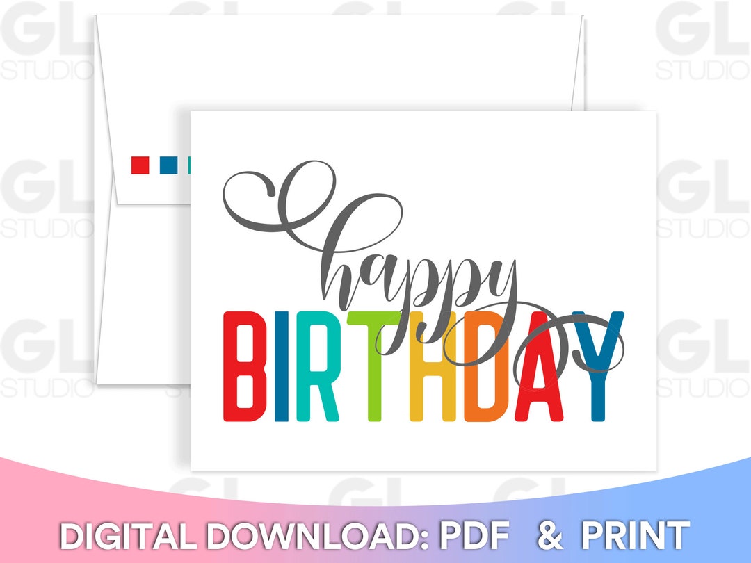 Happy Birthday Printable Card, Envelope Template, Birthday Card ...