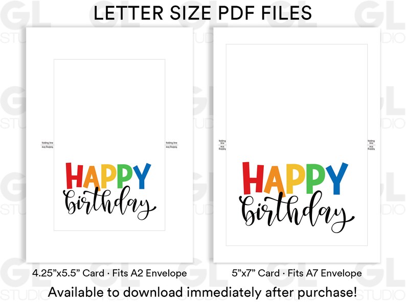 Happy Birthday Printable Card and Envelope Instant Download - Etsy
