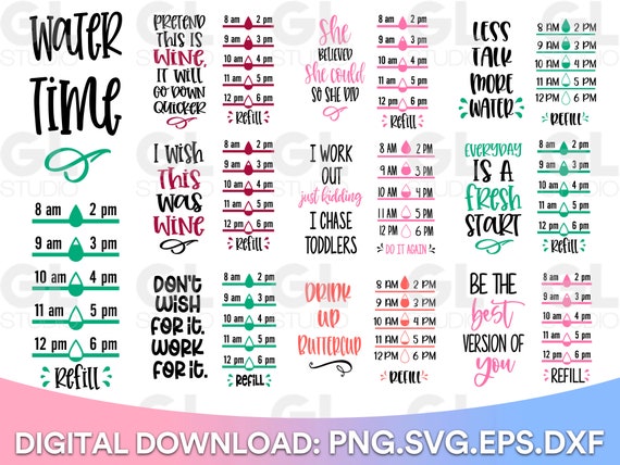 Water Tracker Bundle Water Tracker SVG Water Bottle Svg - Etsy