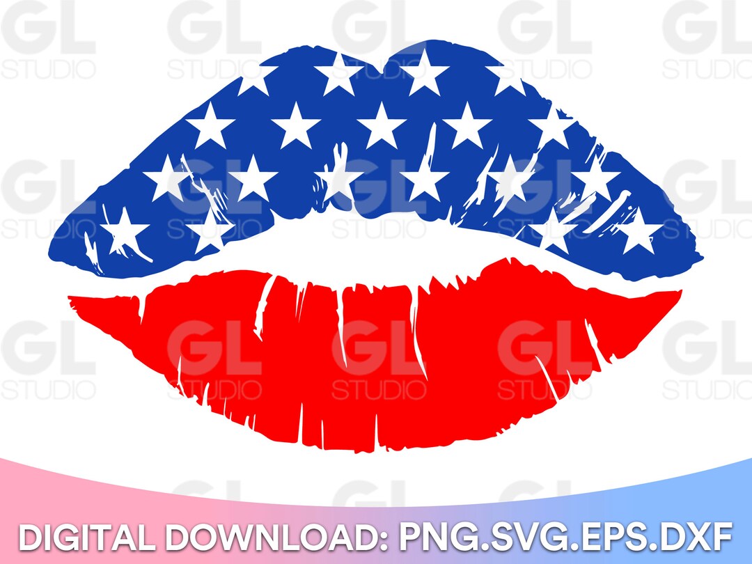 USA Lips Kiss Svg, America Lips, Fourth of July Svg, 4th of July Svg ...