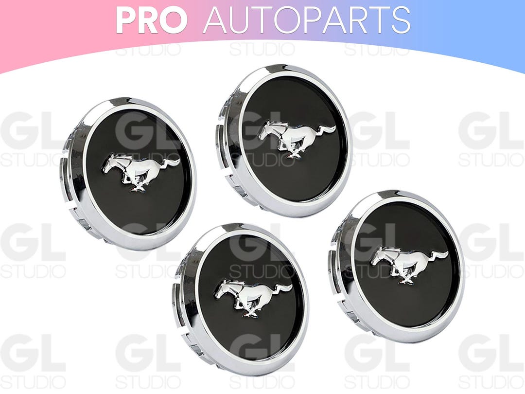 4pcs 68mm Wheel Center Caps Cover Chrome Edge Running Horse for Ford ...