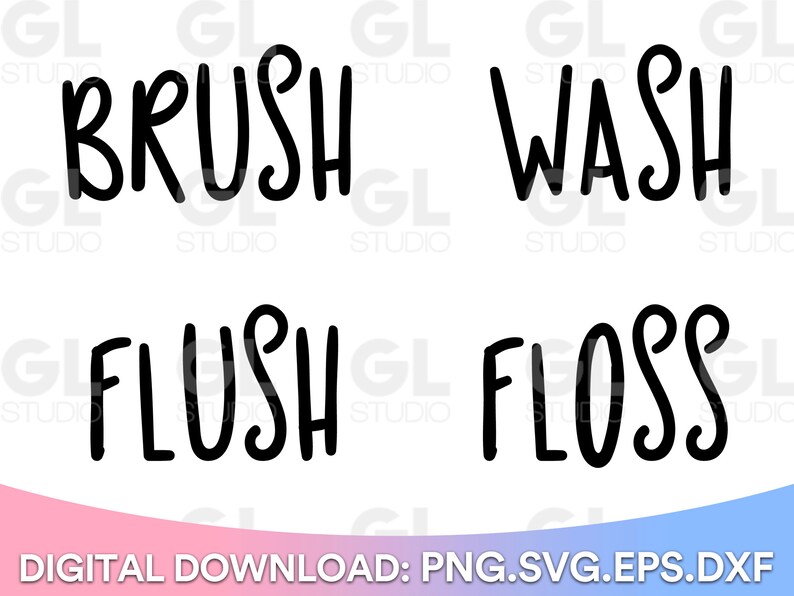 Brush Wash Flush Floss SVG Bathroom Svg Dxf Png Bathroom - Etsy