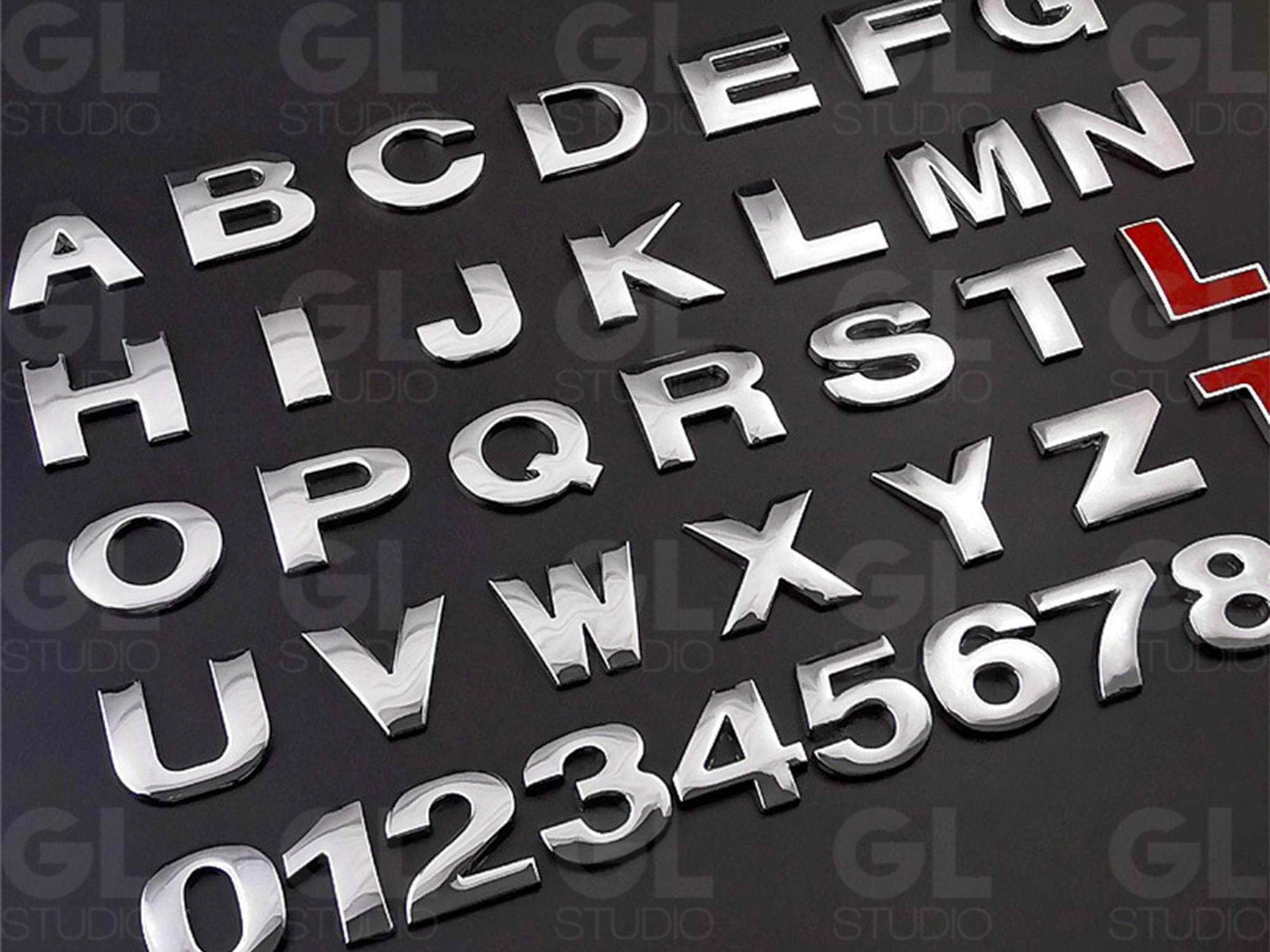 3D Quality Metal Chrome Self Adhesive Letters & Numbers Signs Emblem ...