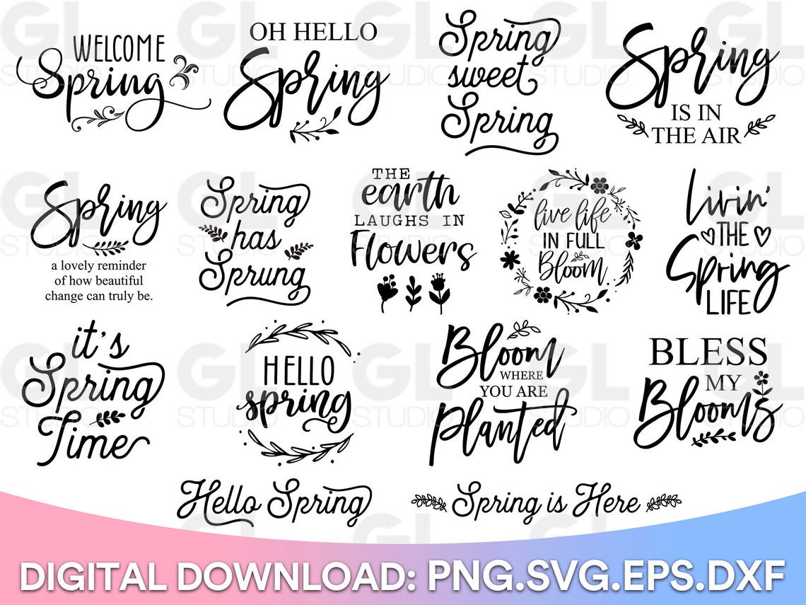 Spring Bundle Spring Svg Welcome Spring Svg Dxf Png - Etsy