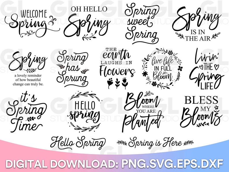 Spring Bundle Spring Svg Welcome Spring Svg Dxf Png - Etsy