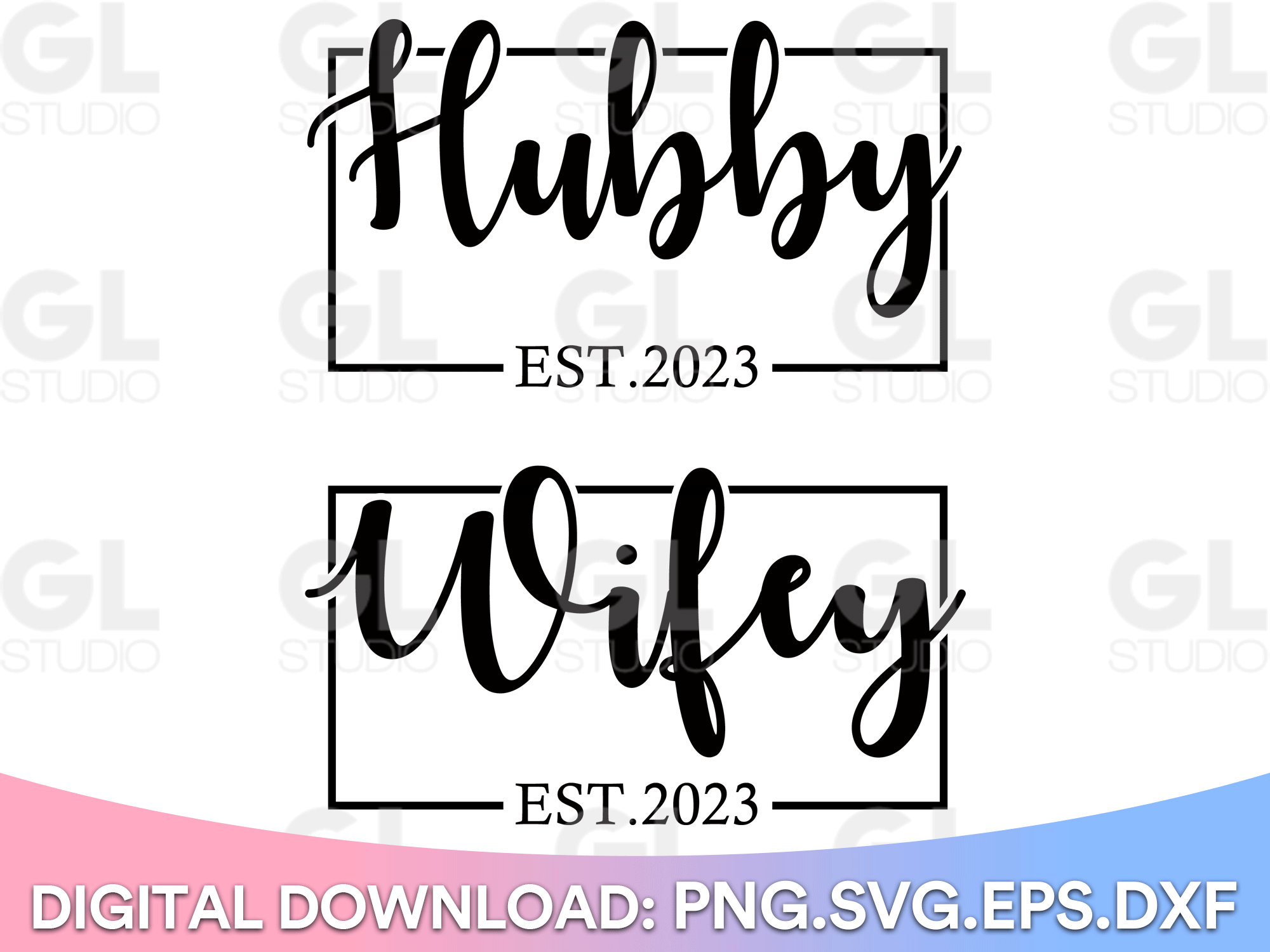 Hubby and Wifey 2023 SVG, Est. 2023 Svg, Bride and Groom SVG, Wedding ...