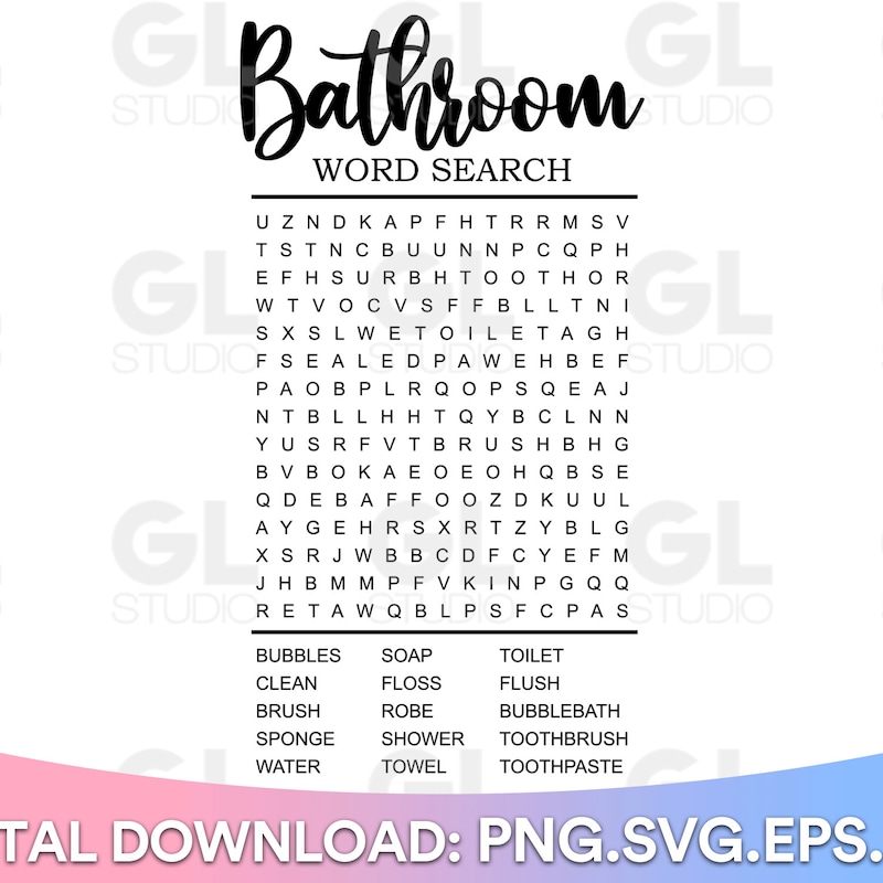 Bathroom Word Search - Etsy