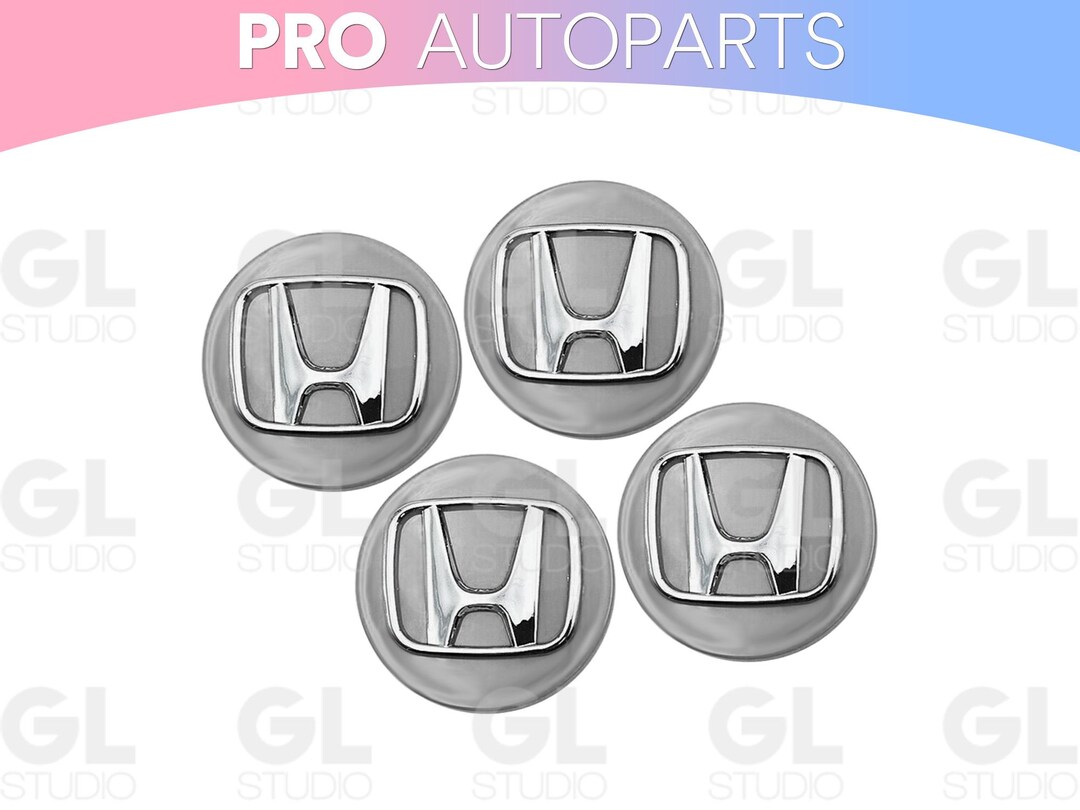 4 Pcs Gray Honda Wheel Center Caps, Honda Center Caps, Hub Center Cover ...