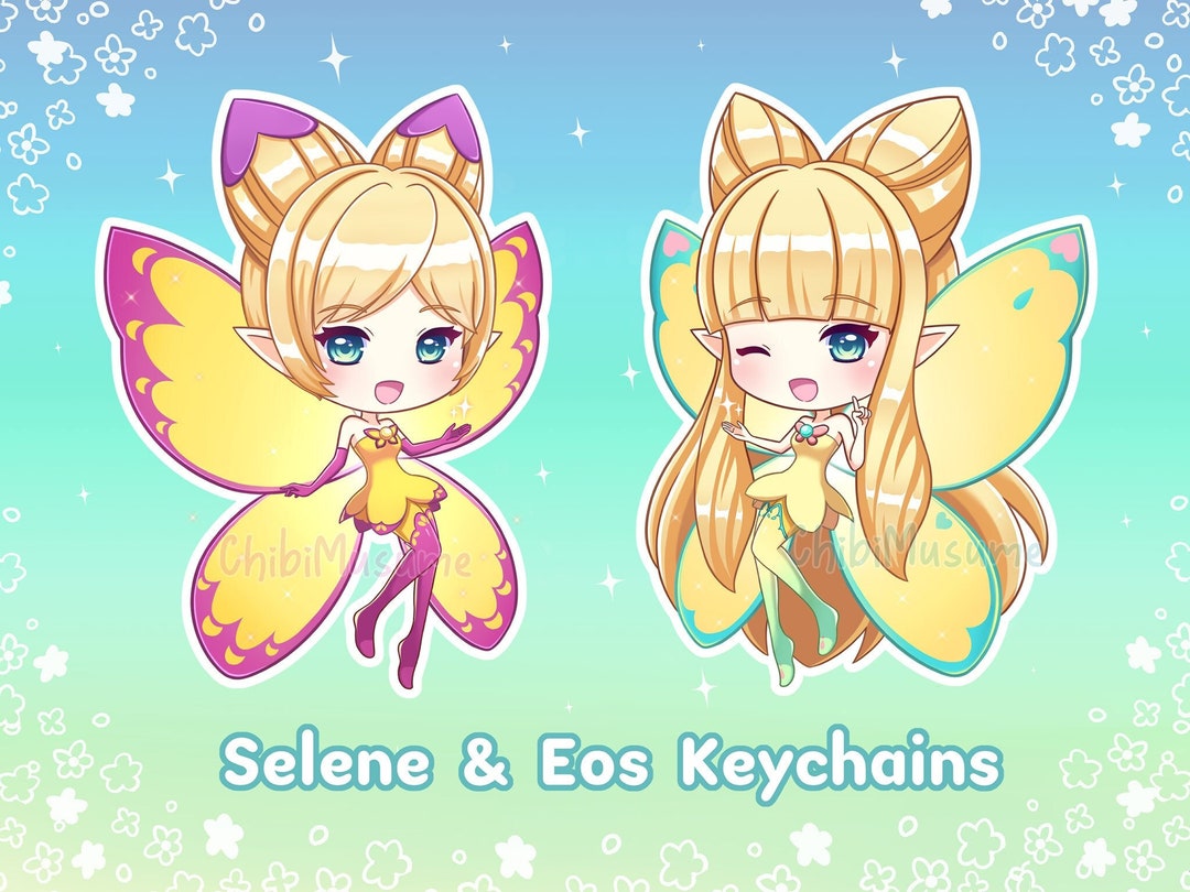 Final Fantasy XIV Eos & Selene 2.5 Inch Acrylic Keychain Charm I Double ...