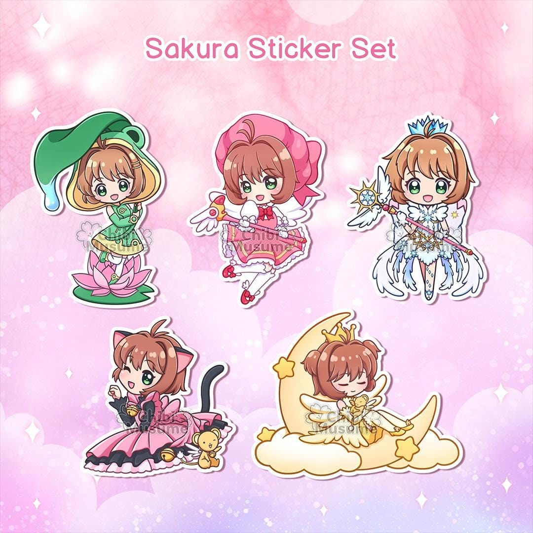 Sakura Sticker Set I Glossy Holographic Water Resistant Die-cut Sticker ...