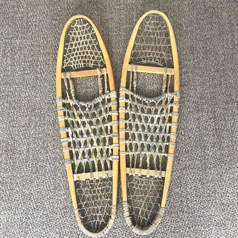 Snowshoes Bear Paw Ash Wood Rawhide 10x36 Inches Canada Hand Made ...