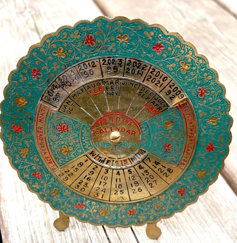 Perpetual Calendar 1985 2024 Rotative Brass Enamelled Nepal - Etsy