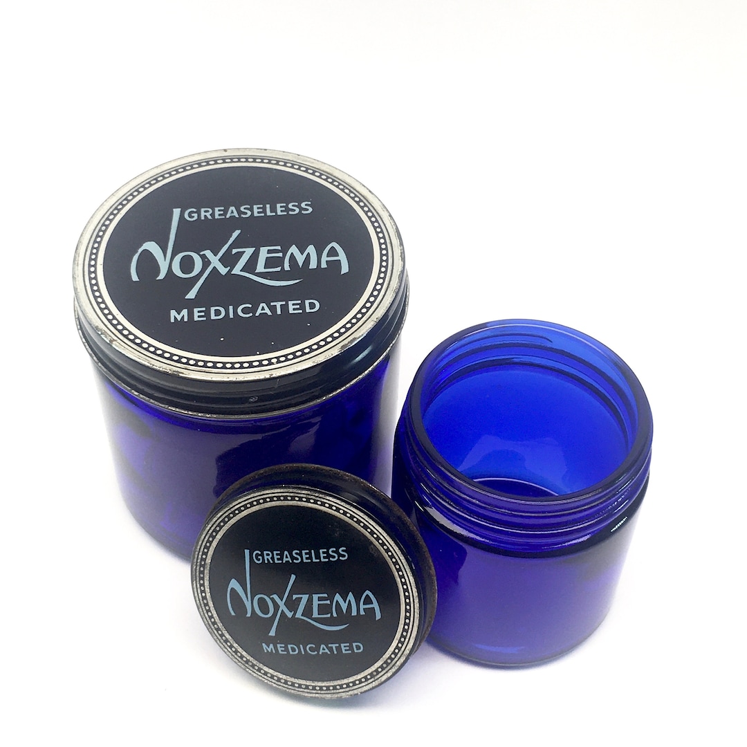 Noxema Blue Cobalt Glass and Metal Pot 65cm and 90 Cm Vintage From the ...