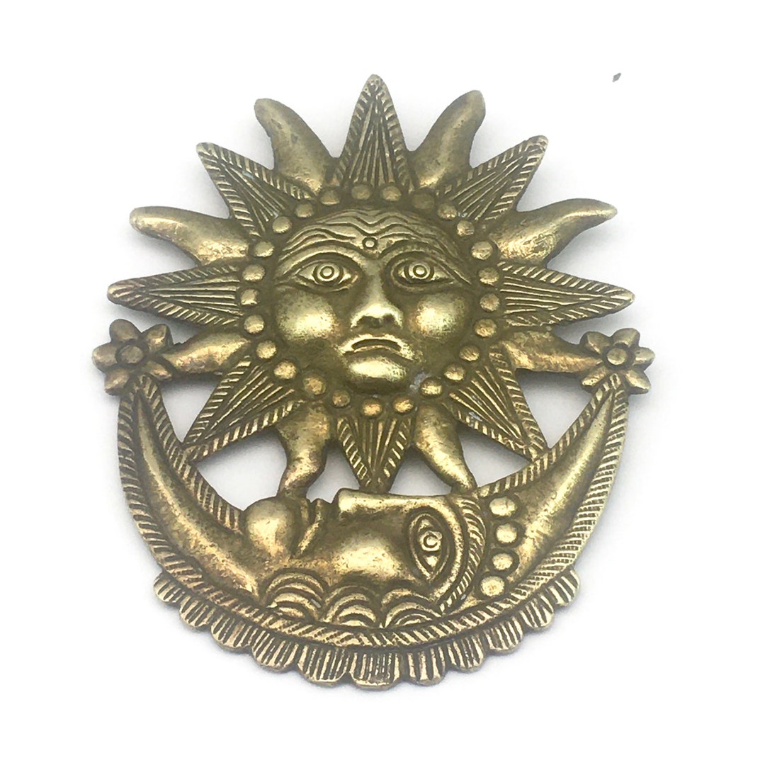 Sun and Moon Inca Bronze Decoration From Peru Vintage 1980 - Etsy