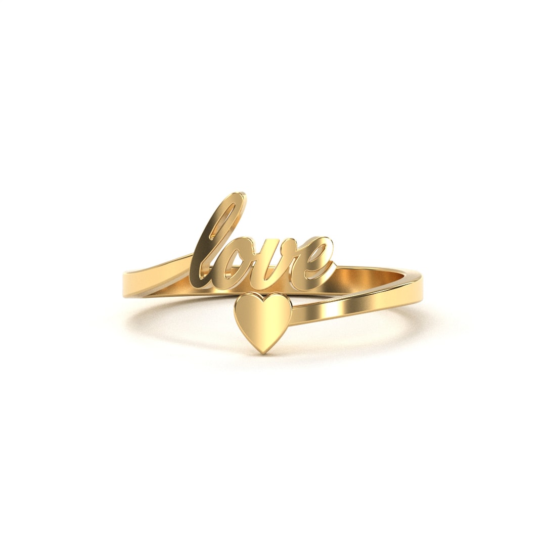 Love Word Ring/ Adjustable Solid Gold Ring/ Promise Ring/ Love - Etsy UK