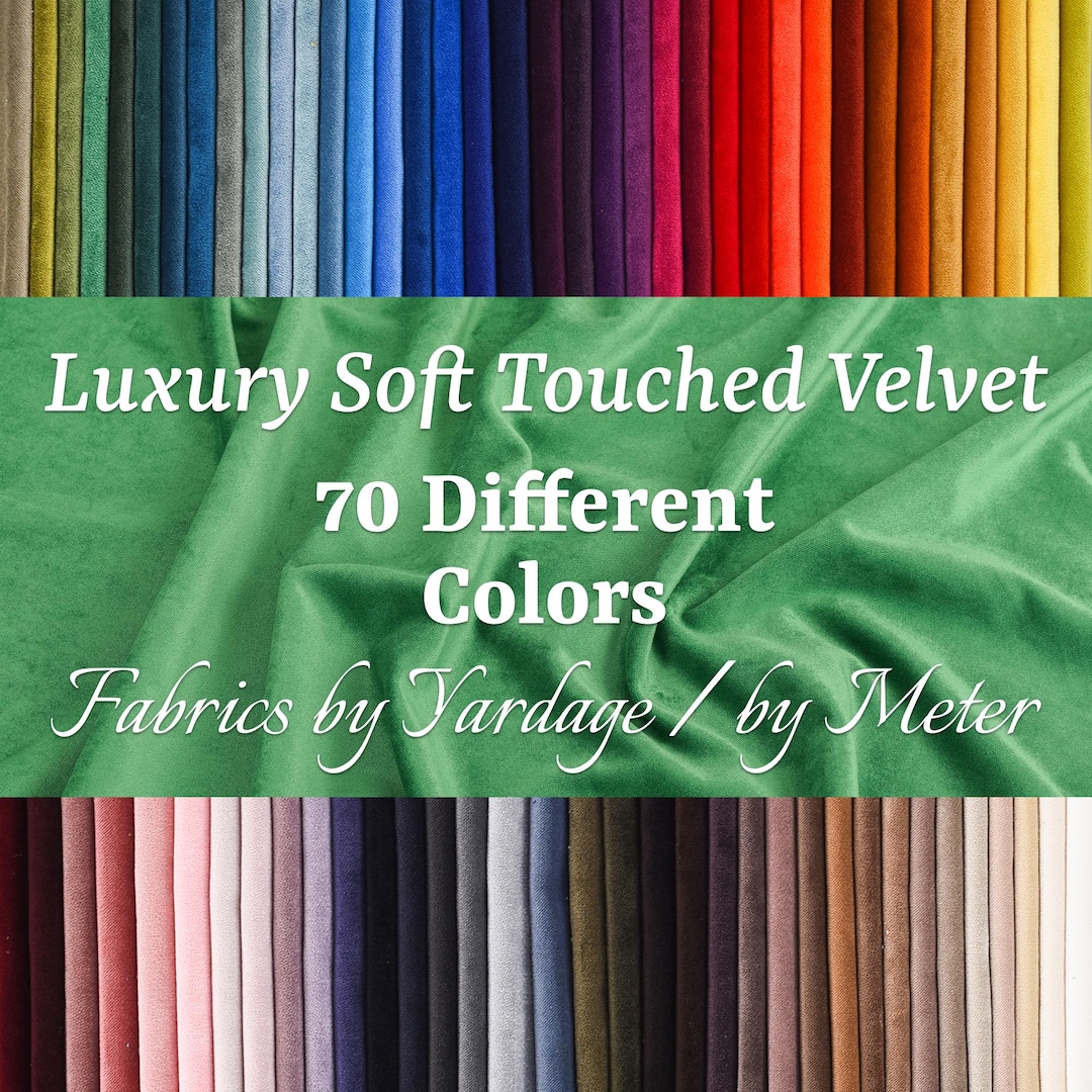 Matte Velvet 70 Different Colors Solid Upholstery Fabrics by Yard ...