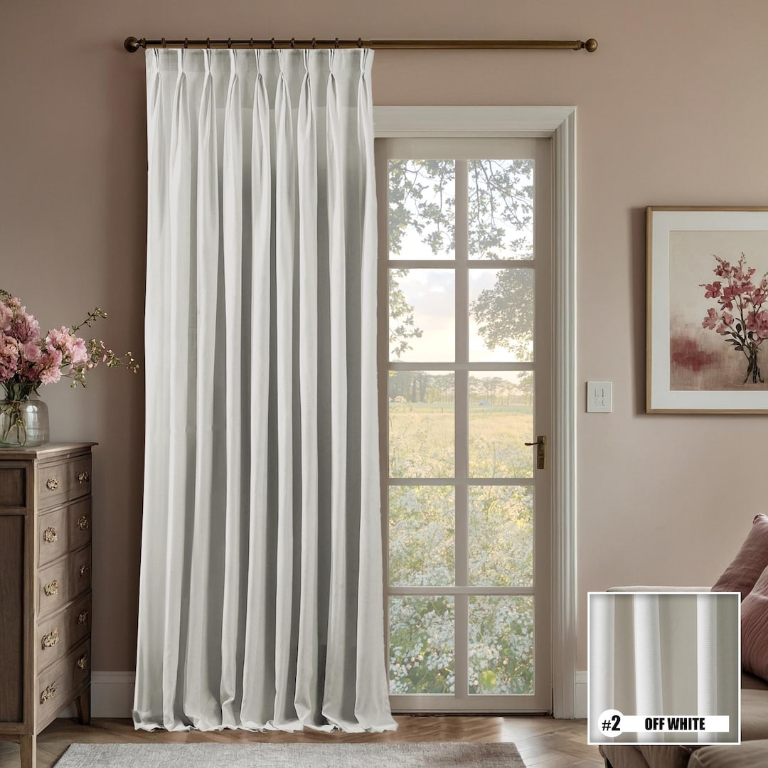 Faux Velvet Curtain Panel: off White French Pleat, Custom Length - Etsy