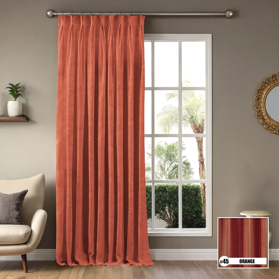 Extra Long Velvet Curtain Panel: Double Pinch Pleat, Custom Made - 70 ...
