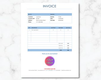 Editable Invoice Template - Excel, Google Sheets Minimalist Billing ...