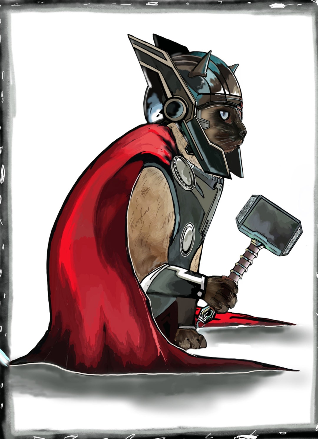 Thor Cat Greeting Card & A4 Print - Etsy