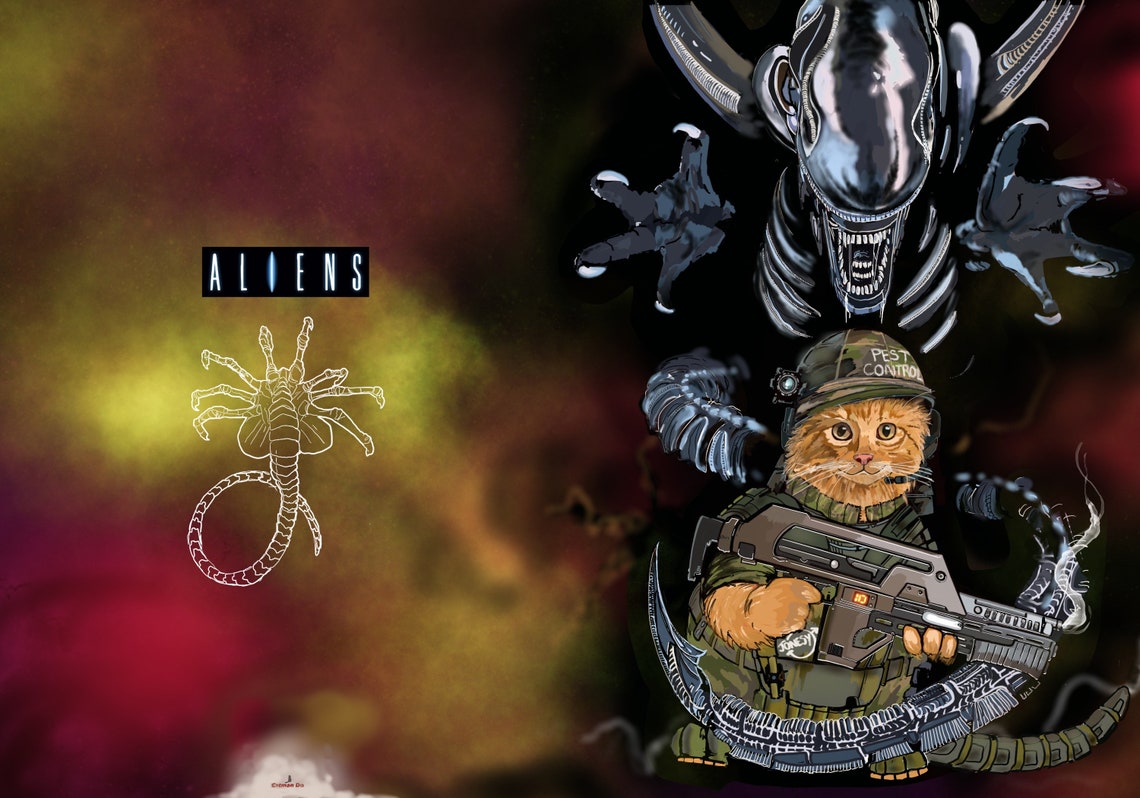 Alien & Jonesy Greeting Card or A4 Print - Etsy