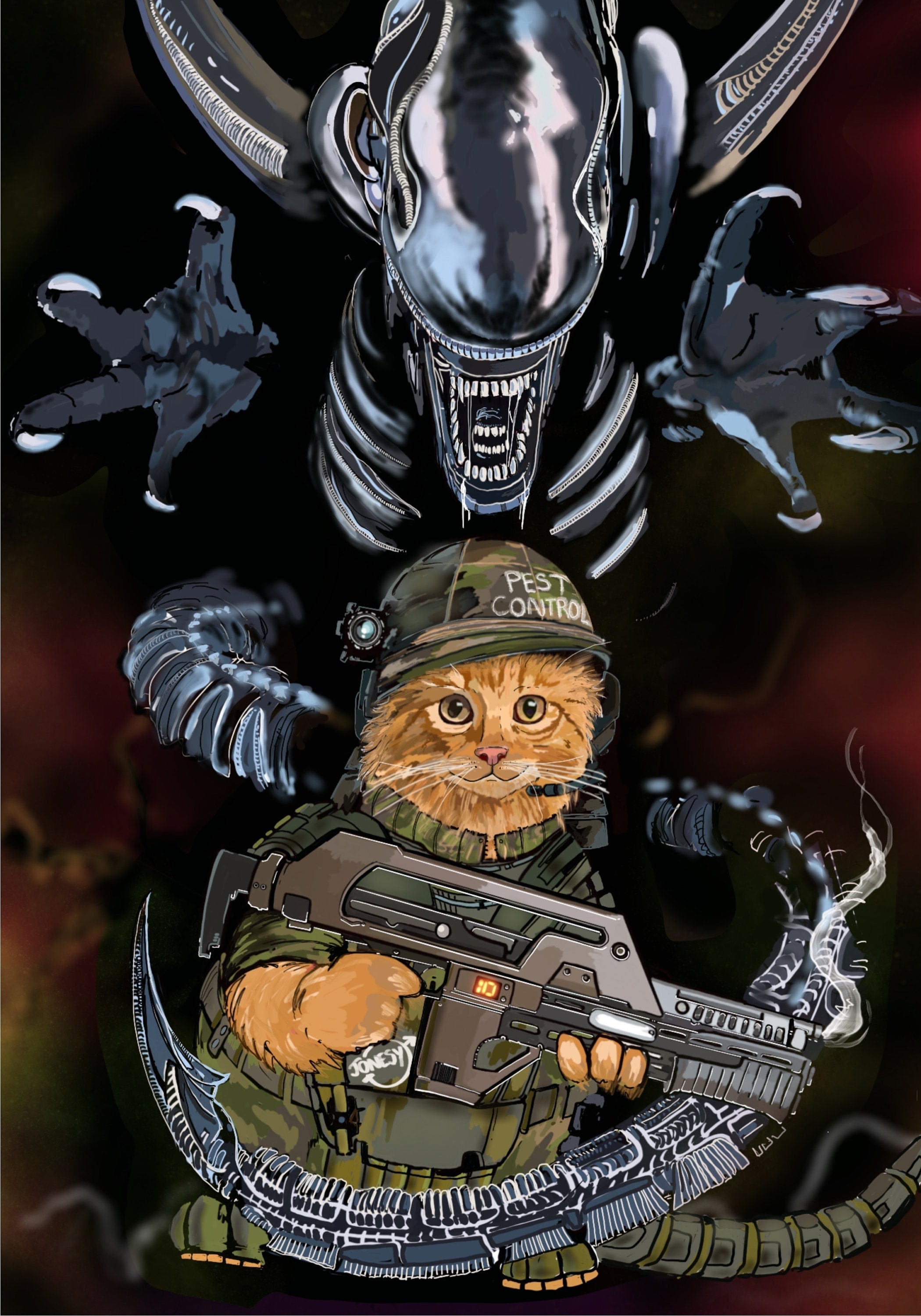 Alien & Jonesy Greeting Card or A4 Print - Etsy
